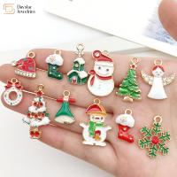 China Gold Plated Enamel Christmas Charms 15mm for DIY Jewelry Making Earrings Necklace Bracelet for sale