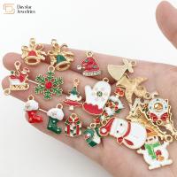 China Gold Plated Enamel Christmas Charms 15mm for DIY Jewelry Making Earrings Necklace Bracelet for sale
