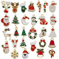 China Gold Plated Enamel Christmas Charms 15mm for DIY Jewelry Making Earrings Necklace Bracelet for sale