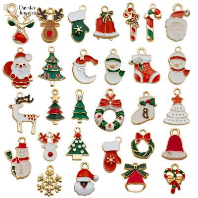 China Gold Plated Enamel Christmas Charms 15mm for DIY Jewelry Making Earrings Necklace Bracelet for sale