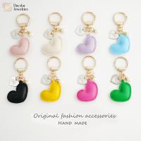 China Zinc Alloy Leather Heart Keychain Pendant Love Car Key Ring Bag Charm 5cm for sale