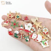 China Gold Enamel Christmas Pendant 15-20mm Metal Charms DIY Jewelry Making Pendants Zinc Alloy for sale