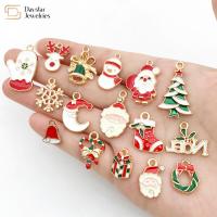 China Gold Enamel Christmas Pendant 15-20mm Metal Charms DIY Jewelry Making Pendants Zinc Alloy for sale