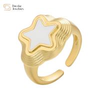 China 18k Gold Plated Star Enamel Y2K Open Rings for Women Brass Adjustable Size for sale