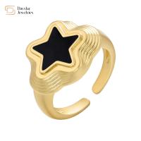 China 18k Gold Plated Star Enamel Y2K Open Rings for Women Brass Adjustable Size for sale