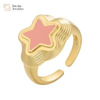China 18k Gold Plated Star Enamel Y2K Open Rings for Women Brass Adjustable Size for sale