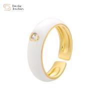 China 18k Gold Plated Enamel Zircon Ring Adjustable Chunky Dripping Oil Design Summer Jewelry for Women for sale