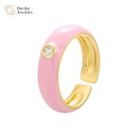 China 18k Gold Plated Enamel Zircon Ring Adjustable Chunky Dripping Oil Design Summer Jewelry for Women for sale