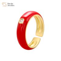 China 18k Gold Plated Enamel Zircon Ring Adjustable Chunky Dripping Oil Design Summer Jewelry for Women for sale
