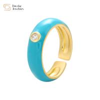 China 18k Gold Plated Enamel Zircon Ring Adjustable Chunky Dripping Oil Design Summer Jewelry for Women for sale