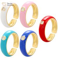 China 18k Gold Plated Enamel Zircon Ring Adjustable Chunky Dripping Oil Design Summer Jewelry for Women for sale