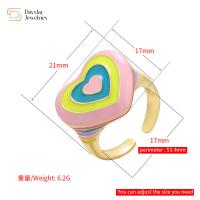 China Y2K Rainbow Heart Ring Colorful Enamel Gold Plated Brass Adjustable Women Jewelry 18k for sale