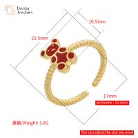 China 18k Gold Plated Enamel Teddy Bear Ring Adjustable Open Ring for Women Girls Cute Colorful Jewelry for sale