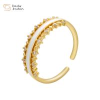 China 18k Gold Plated Zircon Stackable Enamel Rings for Women Adjustable Size 6-8 for sale