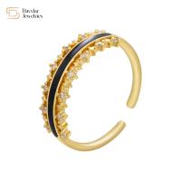 China 18k Gold Plated Zircon Stackable Enamel Rings for Women Adjustable Size 6-8 for sale