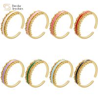 China 18k Gold Plated Zircon Stackable Enamel Rings for Women Adjustable Size 6-8 for sale