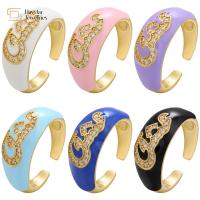 China Custom Diamond Chunky Letter Rings Zircon Name Colorful Enamel Adjustable Size for sale