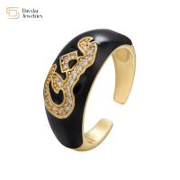 China Custom Diamond Chunky Letter Rings Zircon Name Colorful Enamel Adjustable Size for sale