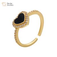China 18k Gold Plated Adjustable Enamel Heart Ring Dripping Oil Design for Women for sale