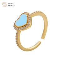 China 18k Gold Plated Adjustable Enamel Heart Ring Dripping Oil Design for Women for sale