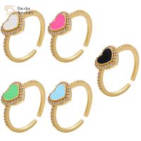 China 18k Gold Plated Adjustable Enamel Heart Ring Dripping Oil Design for Women for sale