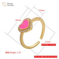 China 18k Gold Plated Adjustable Enamel Heart Ring Dripping Oil Design for Women for sale