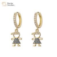 China 18k Brass Gold Plated Zircon Pendant Hoop Earrings for Men Women 2 Inch for sale
