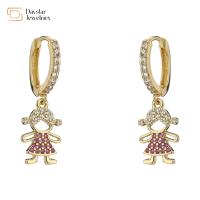 China 18k Brass Gold Plated Zircon Pendant Hoop Earrings for Men Women 2 Inch for sale