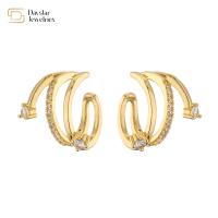China 18k Gold Plated Heart Charm Hoop Earrings with Cubic Zirconia Stone Ear Cuffs for sale