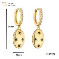 China 18k Gold Plated Yin Yang Hoop Earrings with Cubic Zirconia 30mm for sale