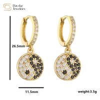China 18k Gold Plated Yin Yang Hoop Earrings with Cubic Zirconia 30mm for sale