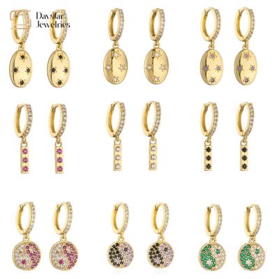 China 18k Gold Plated Yin Yang Hoop Earrings with Cubic Zirconia 30mm for sale