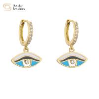 China 18k Gold Plated Evil Eye Earrings Colorful Enamel Zircon Hoop Earrings for Women for sale