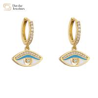 China 18k Gold Plated Evil Eye Earrings Colorful Enamel Zircon Hoop Earrings for Women for sale