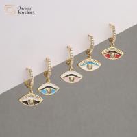 China 18k Gold Plated Evil Eye Earrings Colorful Enamel Zircon Hoop Earrings for Women for sale