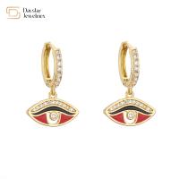 China 18k Gold Plated Evil Eye Earrings Colorful Enamel Zircon Hoop Earrings for Women for sale