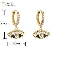 China 18k Gold Plated Evil Eye Earrings Colorful Enamel Zircon Hoop Earrings for Women for sale