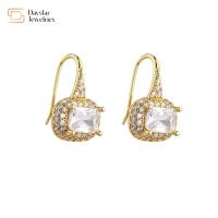 China 18k Gold Plated Geometric Cubic Zirconia Earrings Hypoallergenic Brass Jewelry for Women for sale