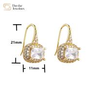 China 18k Gold Plated Geometric Cubic Zirconia Earrings Hypoallergenic Brass Jewelry for Women for sale
