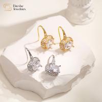 China 18k Gold Plated Geometric Cubic Zirconia Earrings Hypoallergenic Brass Jewelry for Women for sale