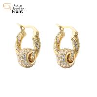 China 18k Gold Plated Rhinestone Hoop Earrings Twist Diamond Ball Charm Pendant 2 inch for sale