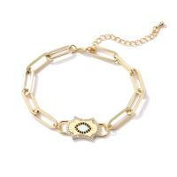 China 18k Gold Plated Chain Bracelet Women Synthetic CZ Charm Bracelet 7.5 Inch for sale