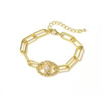 China 18k Gold Plated Chain Bracelet Women Synthetic CZ Charm Bracelet 7.5 Inch for sale
