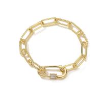 China 18k Gold Plated Chain Bracelet Women Synthetic CZ Charm Bracelet 7.5 Inch for sale