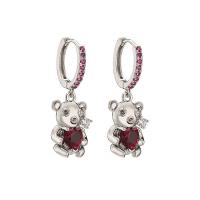 China Little Bear Sterling Silver Crystal Earrings Diamond Jewelry OEM ODM 925 for sale