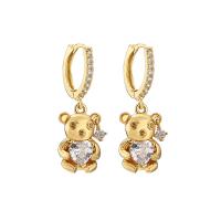 China Little Bear Sterling Silver Crystal Earrings Diamond Jewelry OEM ODM 925 for sale