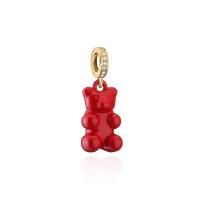 China Custom Gold Plated Teddy Bear Pendant Necklace with Cubic Zirconia 18K for sale