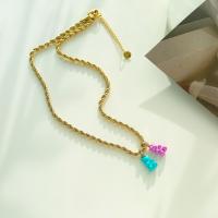 China Custom Gold Plated Teddy Bear Pendant Necklace with Cubic Zirconia 18K for sale