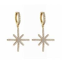 China 24k Gold Plated Hoop Earrings Dainty Long Drop Diamond Set 60mm for sale