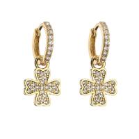 China 24k Gold Plated Hoop Earrings Dainty Long Drop Diamond Set 60mm for sale
